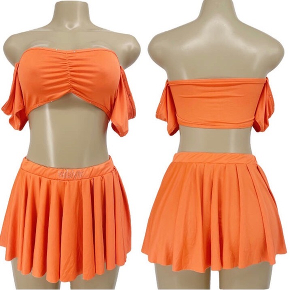 Intimates & Sleepwear | Orange 2 Piece Set W Skirt | Poshmark